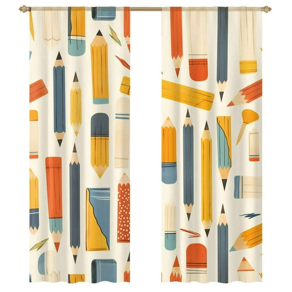 Back To School Messy Pencils Art Modern Tulle Window Curtains for ...