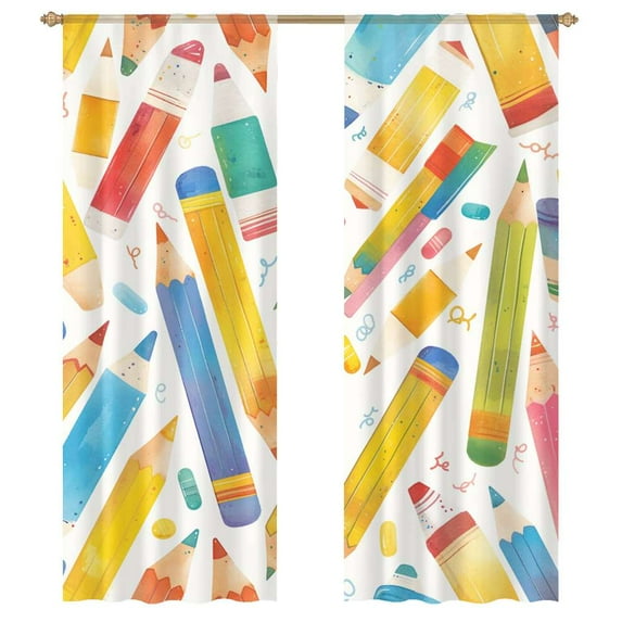 Back To School Messy Pencils Art Modern Tulle Window Curtains for ...