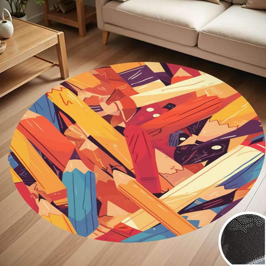 Back To School Messy Pencils Art Round Carpet Living Room Bedroom Home ...