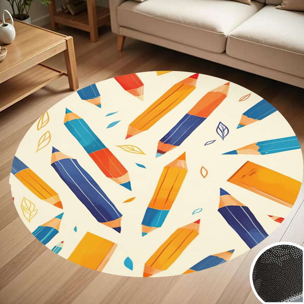 Back To School Messy Pencils Art Round Carpet Living Room Bedroom Home ...