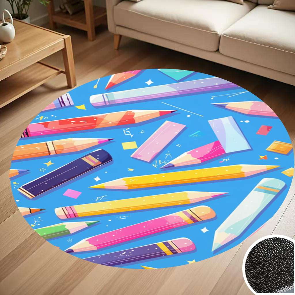 Back To School Messy Pencils Art Round Carpet Living Room Bedroom Home ...