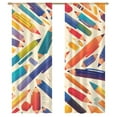Back To School Messy Pencils Art Sheer Voile Curtain Window Tulle ...