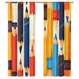 Back To School Messy Pencils Art Sheer Window Curtains for Living Room ...