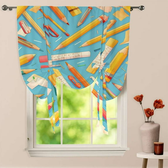 Back To School Messy Pencils Art Window Curtain for Living Room Roman ...