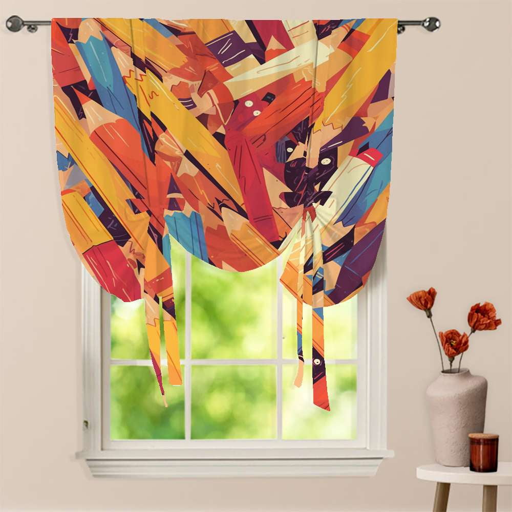 Back To School Messy Pencils Art Window Curtain for Living Room Roman ...
