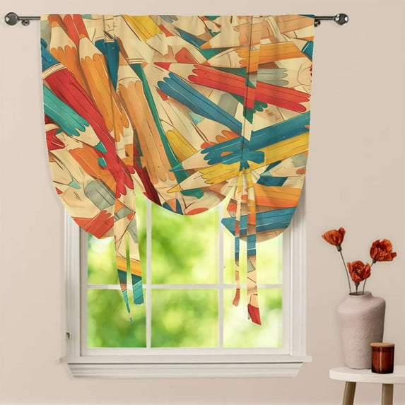 Back To School Messy Pencils Art Window Curtain for Living Room Roman ...