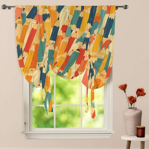 Back To School Messy Pencils Art Window Curtain for Living Room Roman ...