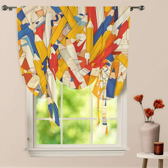 Back To School Messy Pencils Art Window Curtain for Living Room Roman ...