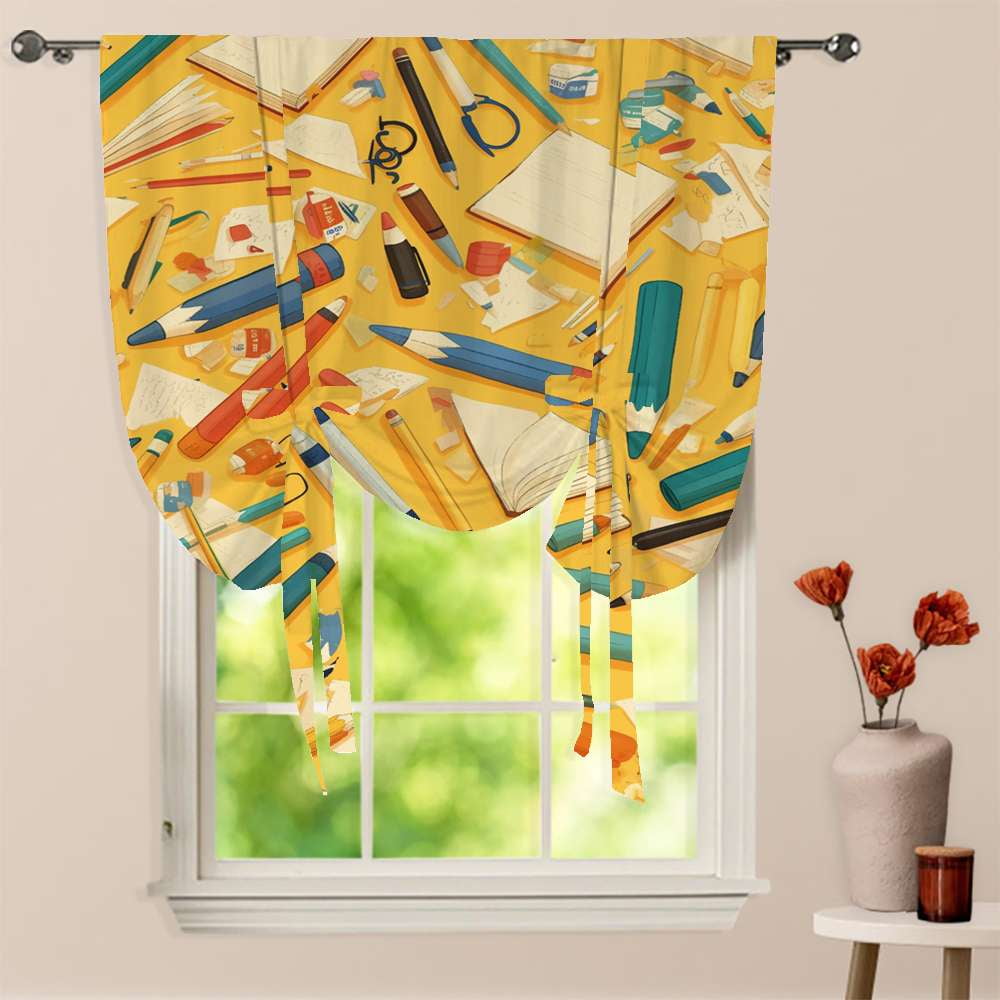 Back To School Messy Pencils Art Window Curtain for Living Room Roman ...
