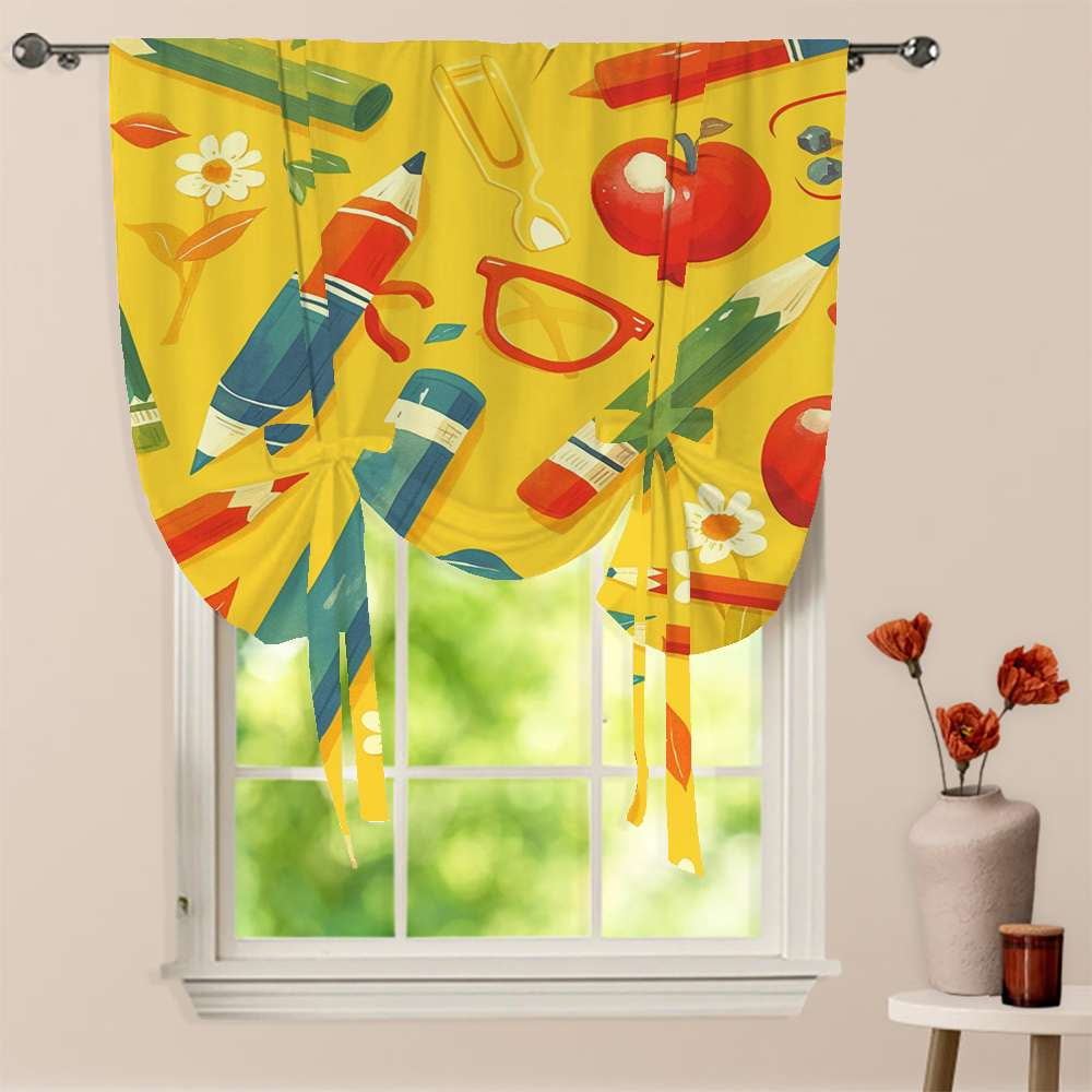 Back To School Messy Pencils Art Window Curtain for Living Room Roman ...