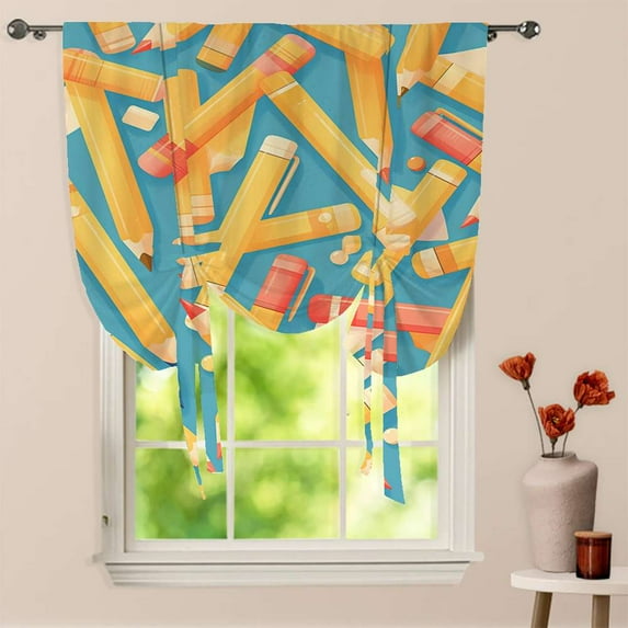 Back To School Messy Pencils Art Window Curtain for Living Room Roman ...