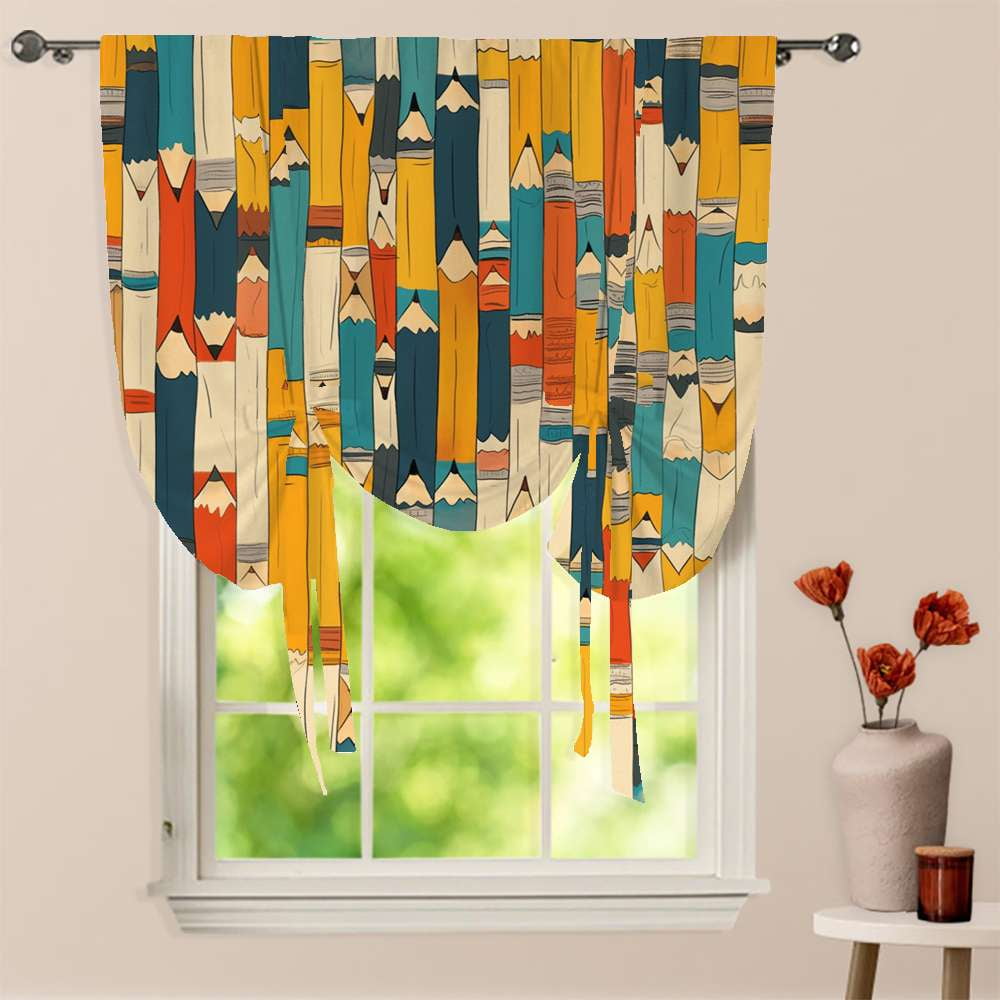 Back To School Messy Pencils Art Window Curtain for Living Room Roman ...
