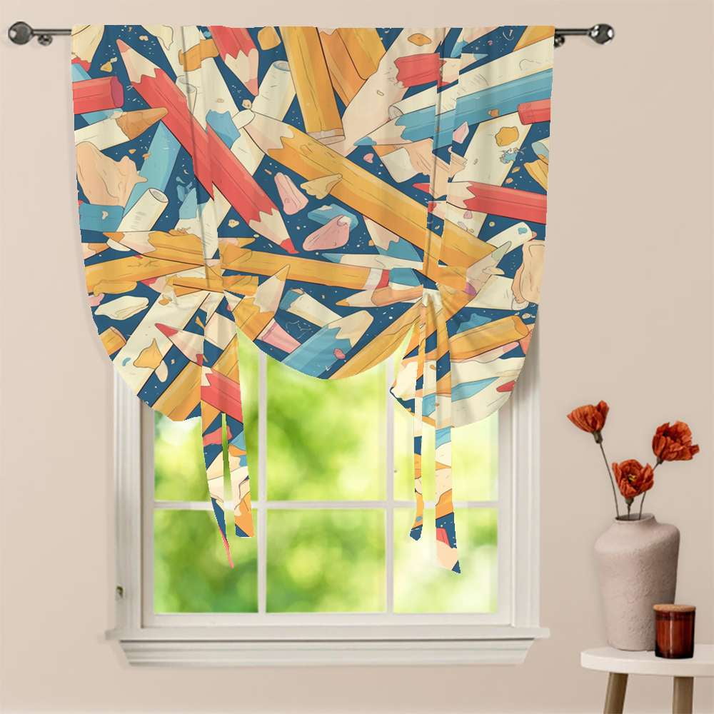 Back To School Messy Pencils Art Window Curtain for Living Room Roman ...