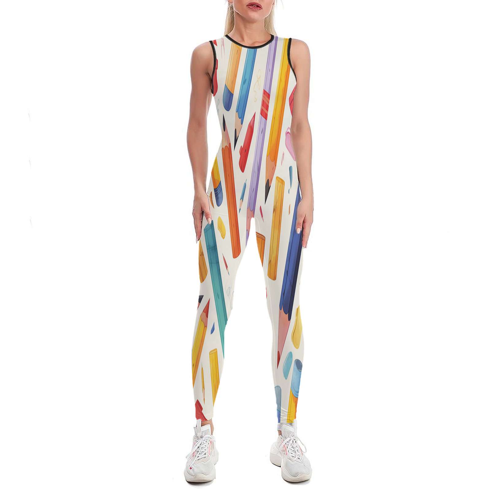 Back To School Messy Pencils Art Women's One Piece Yoga Jumpsuits ...