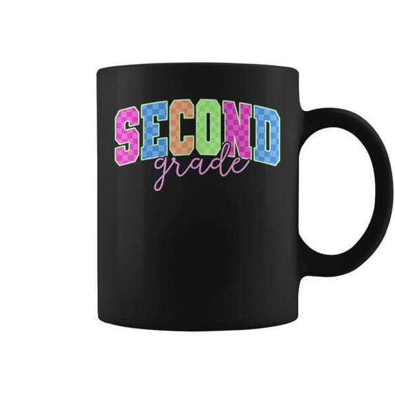 Back To School Neon Checkered Second Grade Colorful Teacher Coffee Mugs ...