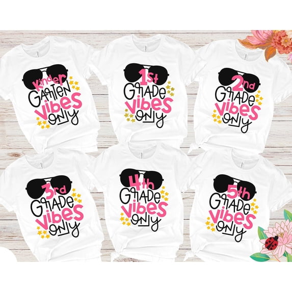 Back To School Outfit For Boys Girls Grade Vibes Only Tshirt First Day ...