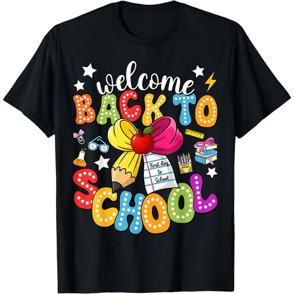 Back To School Pencil Coquette Bow First Day Of School T-Shirt ...