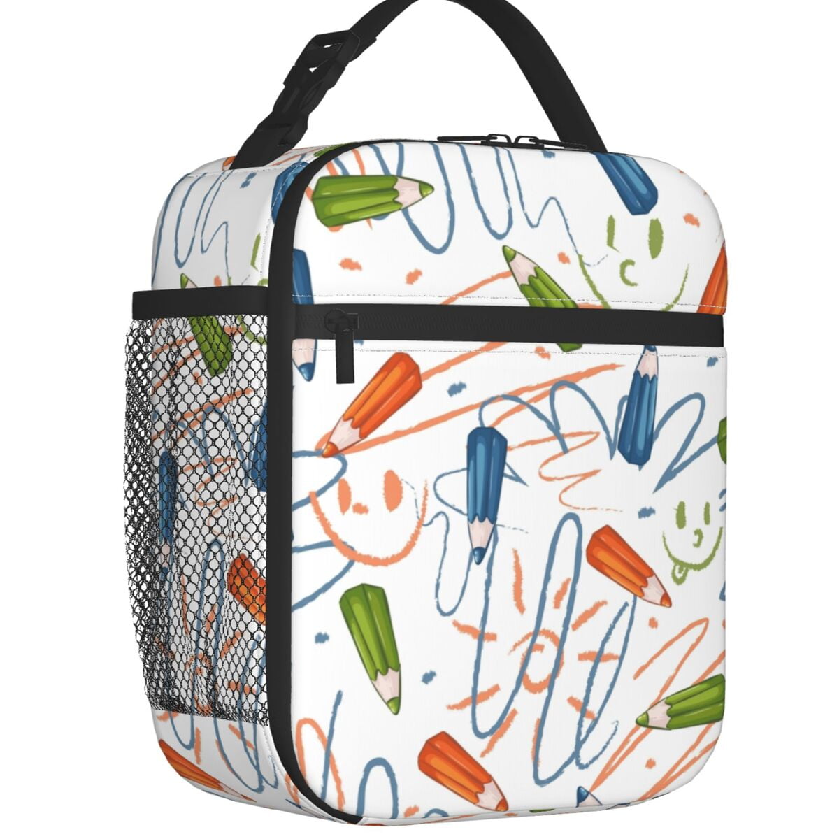 Back To School Pencils Art Insulated Lunch Bag for Women Leakproof ...