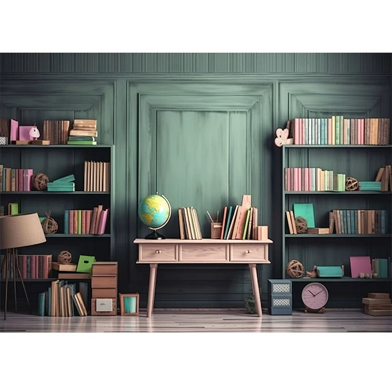 Back To School Photography Backdrop Bookshelf Books Desk Students ...