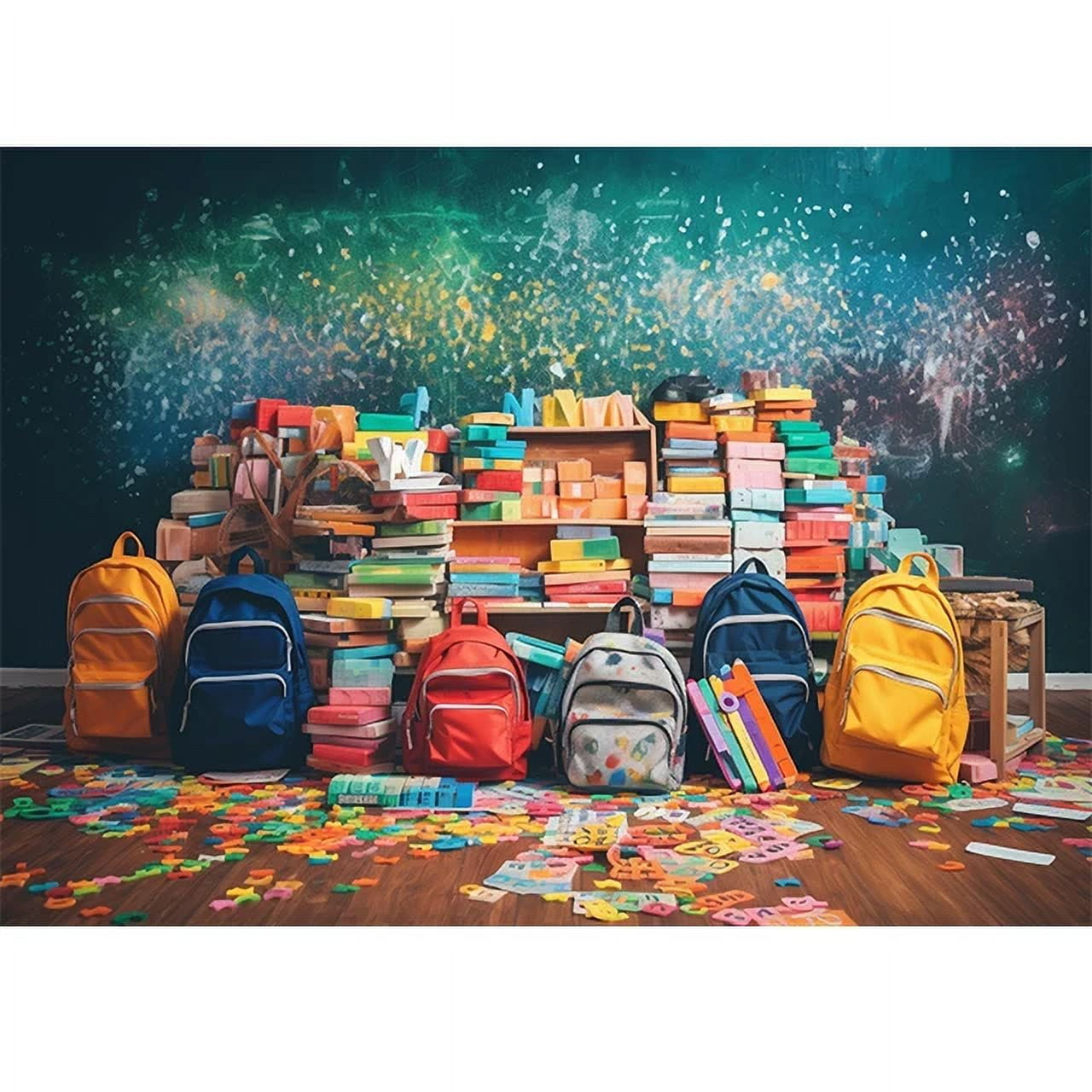 Back To School Photography Backdrop Bookshelf Books Desk Students ...
