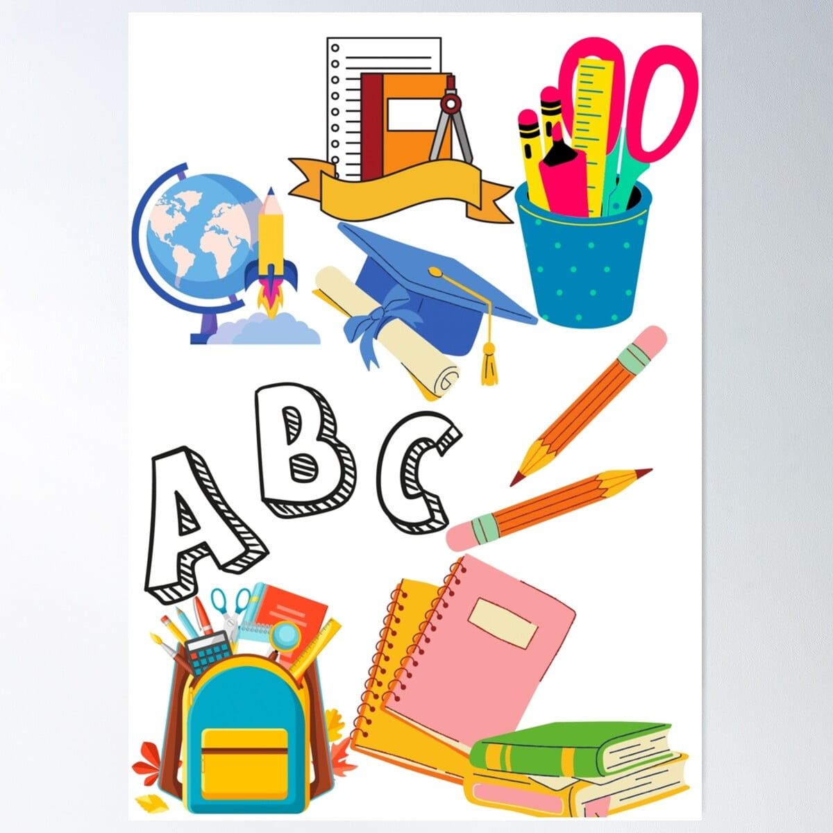 Back To School. Poster Wall Art, Modern Wall Decor For Living Room ...