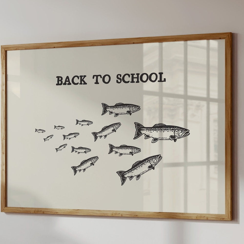 Back To School Print Trendy Classroom Wall Art Funny Fish Wall Art ...