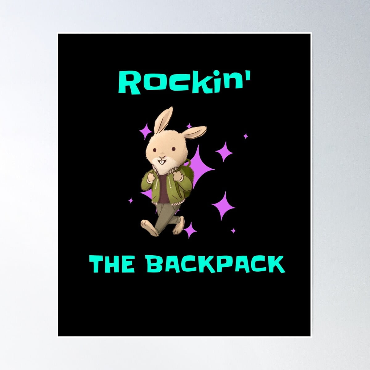 Back To School - Rockin' The Backpack Rabbit Illustration Poster Wall ...