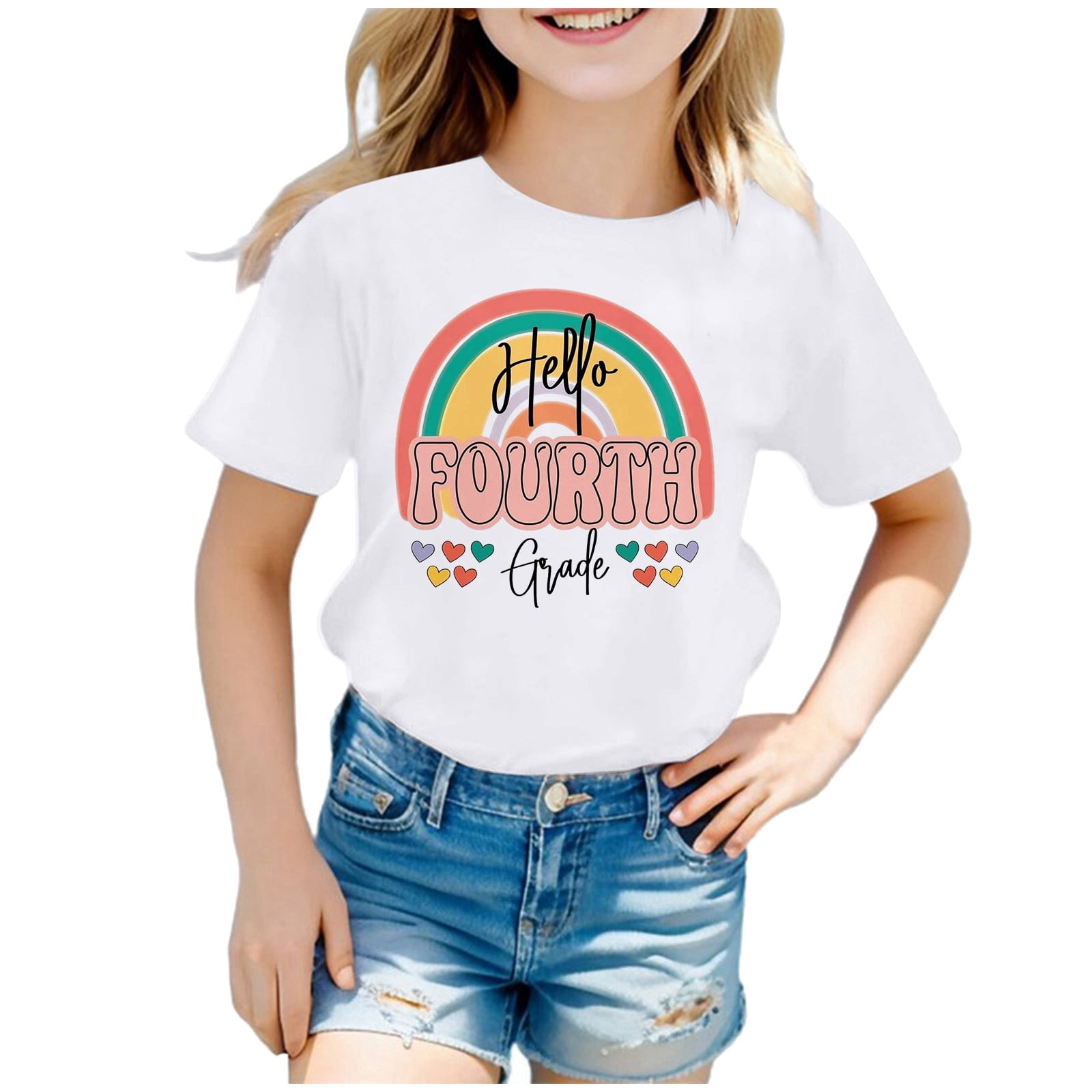Back To School Shirt Kids Girl Hello Kindergarten Fashion Funny Short ...