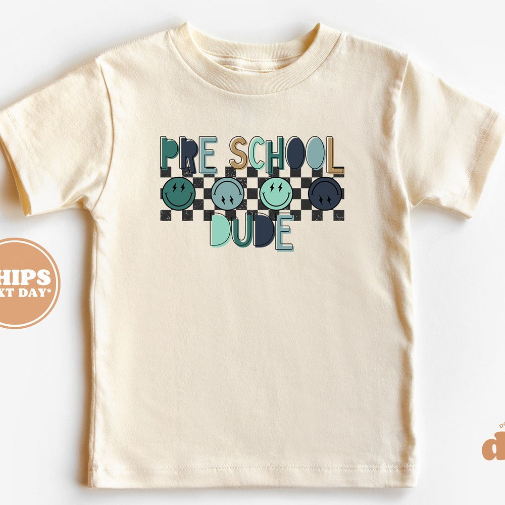 Back To School Shirt - Pre School Dude Checker Smiley Kids Shirt ...