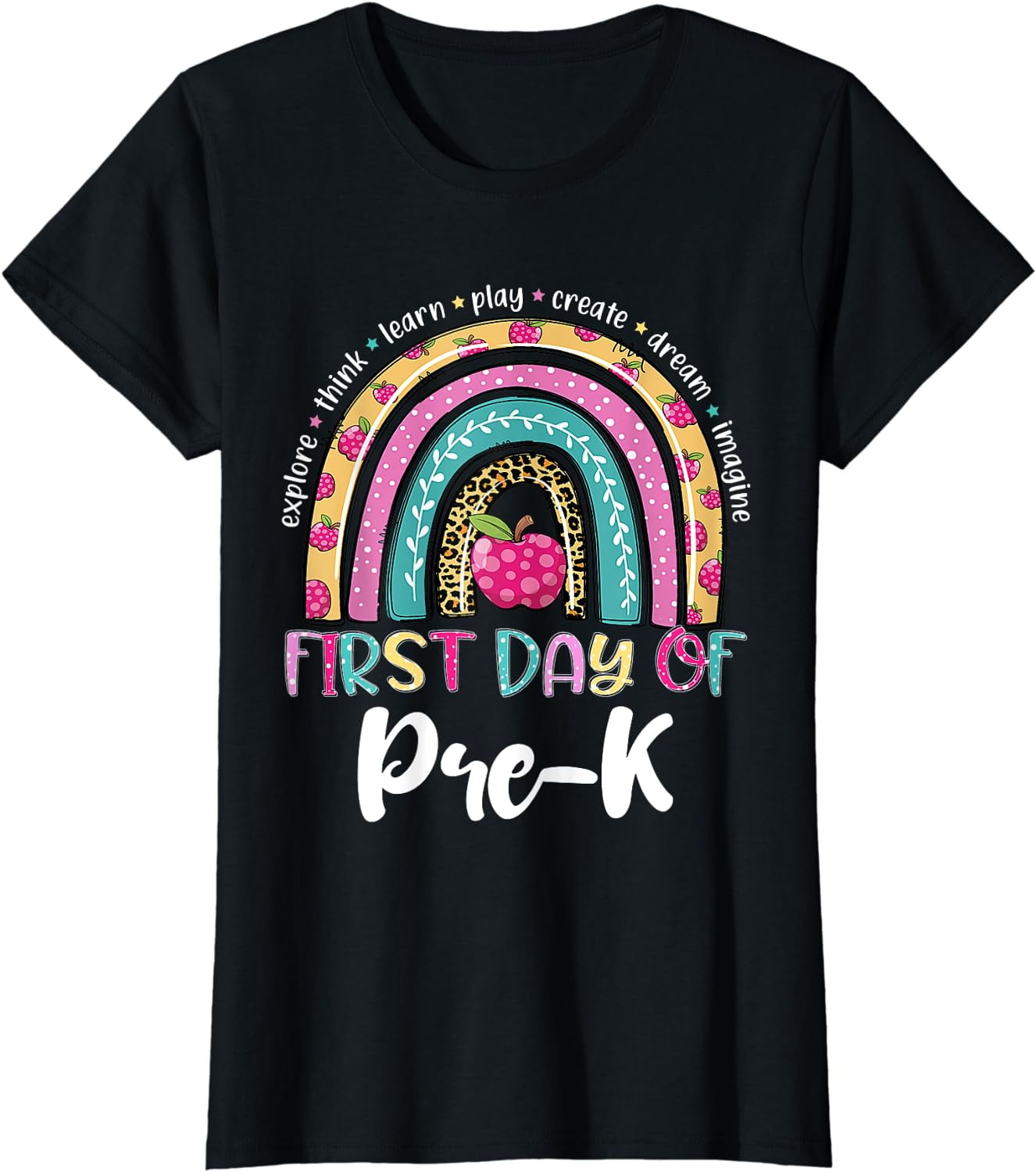 Back To School Shirt Rainbow Happy First Day Of Pre-K Gift T-Shirt ...