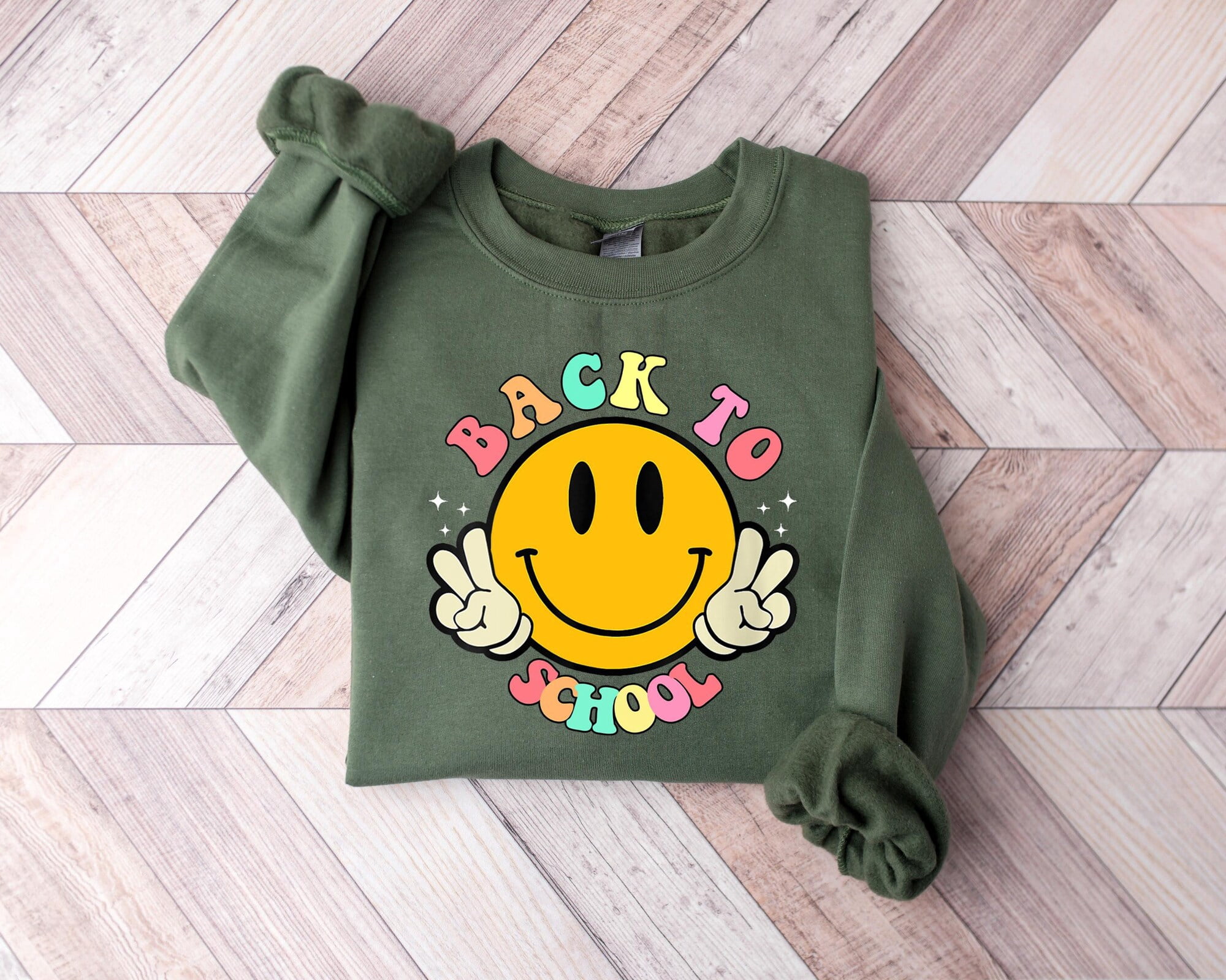 Back To School Shirt Smiley Face Peace Sign Retro School Vibes Tee ...