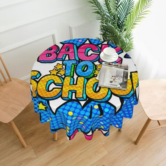 Back To School Tablecloths Round Tablecloth Waterproof Table Cloth ...