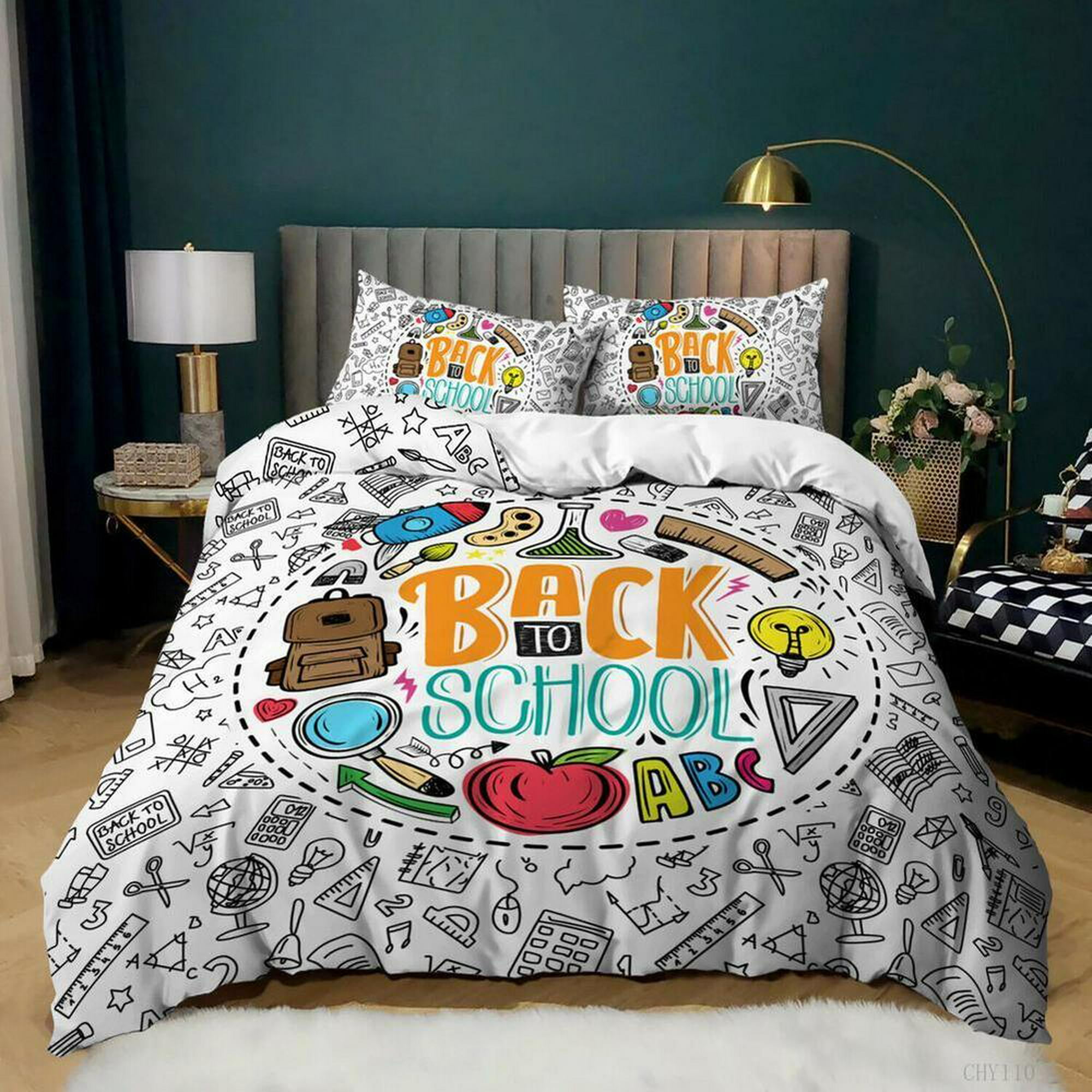 Back To School Themed Print Quilt Duvet Cover Set Comforter Cover ...