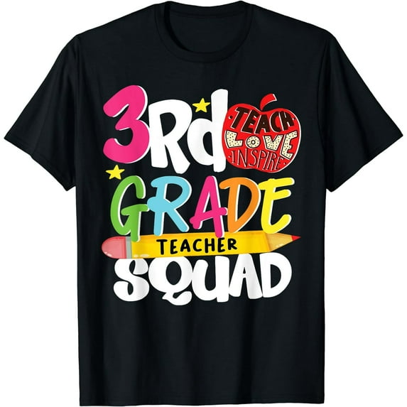 Back To School Third Grade Teacher Squad Graphic T-Shirt 100% Cotton ...