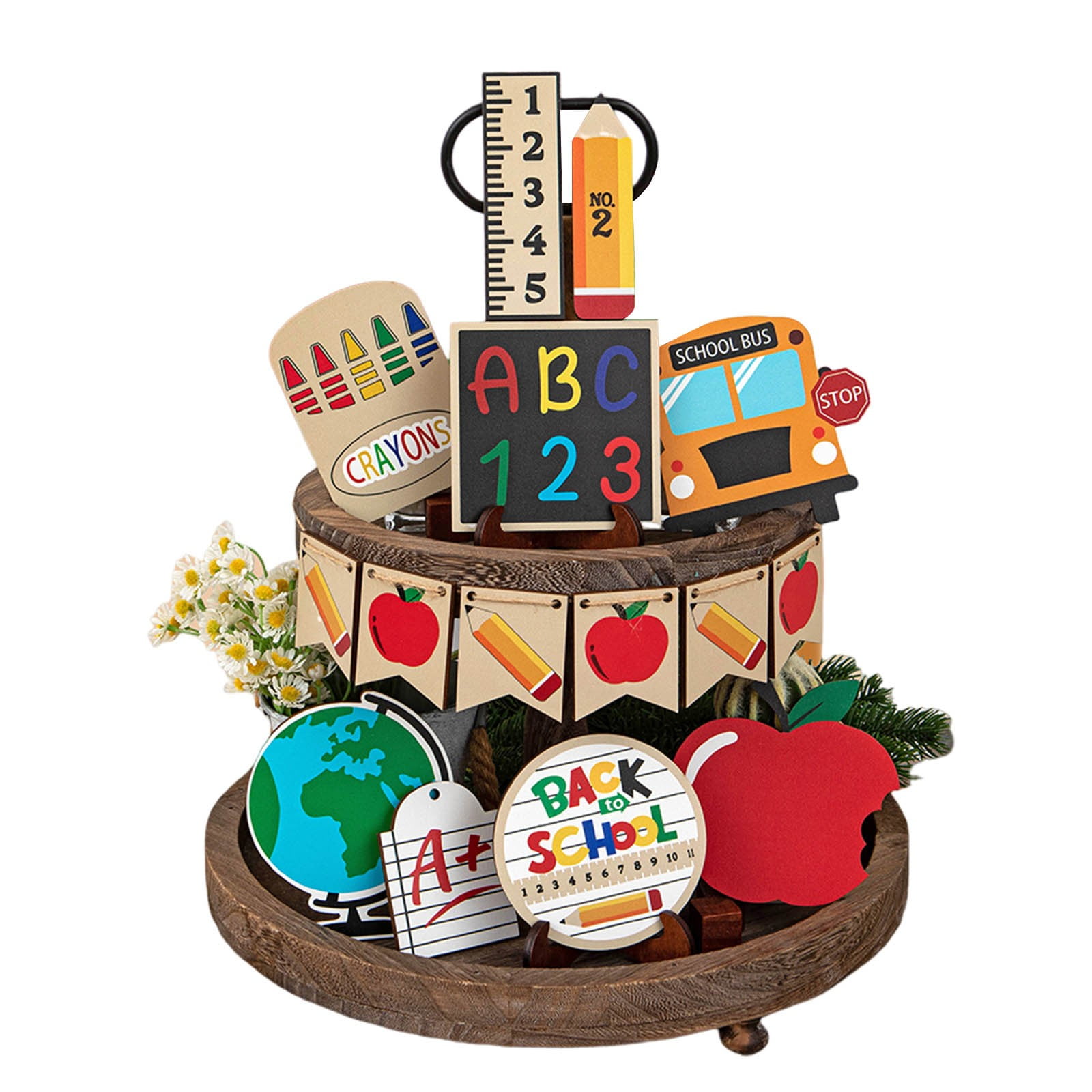 Back To School Tiered Tray Classroom Supplies Colorful Pencil ...