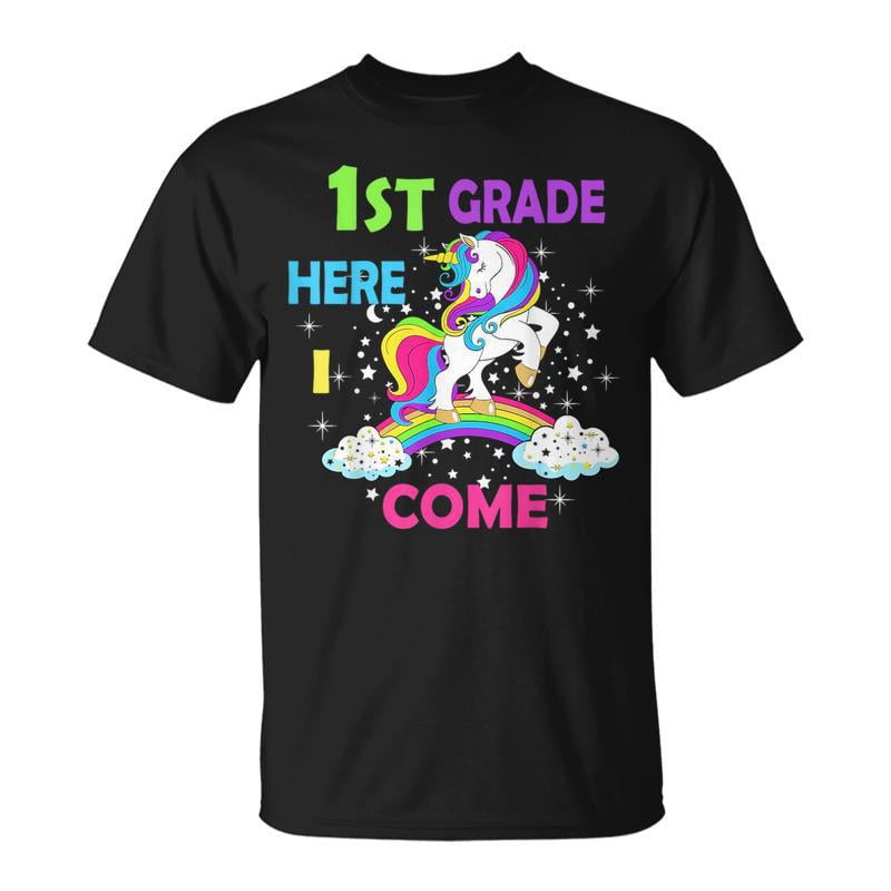 Back To School Unicorn Hello First Day Of First Grade Girls Unisex ...