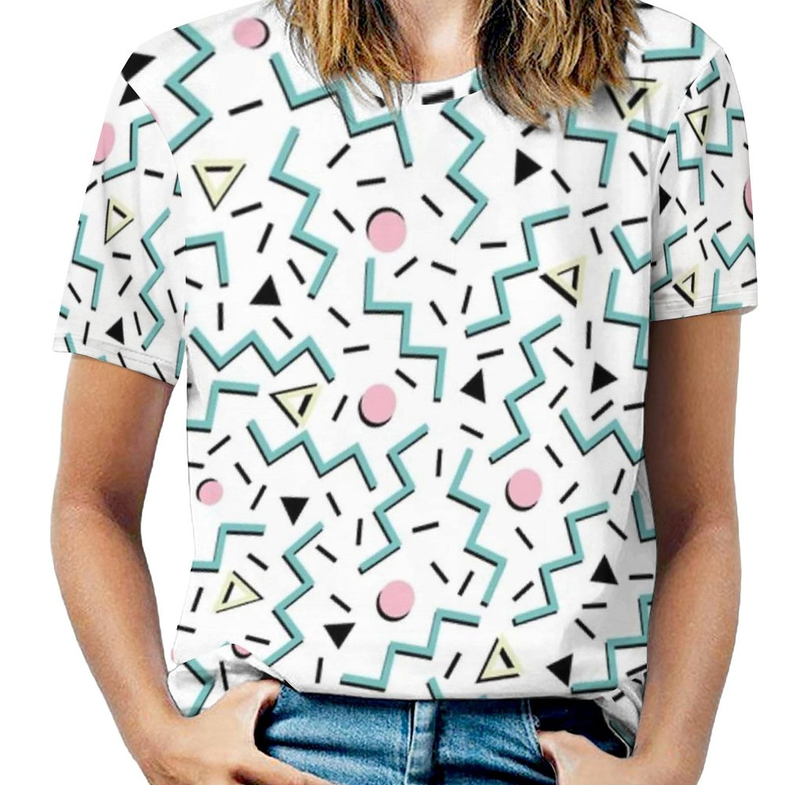 Back To The 80'S Eighties Funky Memphis Pattern Design Slit Sleeve Cold ...