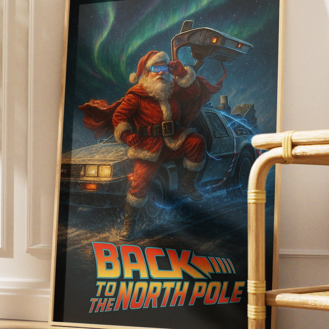 Back To The Future Christmas Wall Art Santa Claus Delorean Time Machine ...