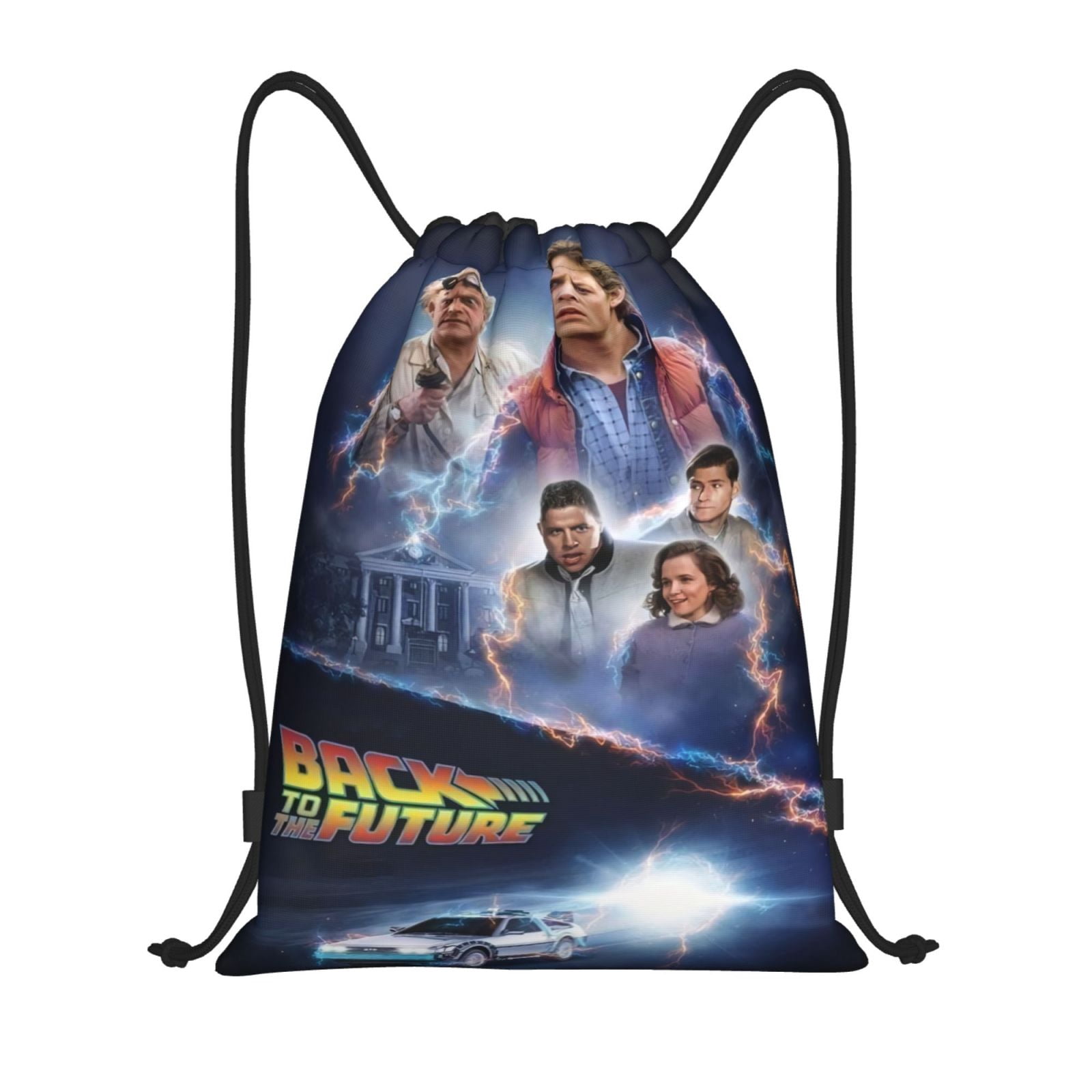Back To The Future Drawstring Backpack Cute Pattern Lightweight ...