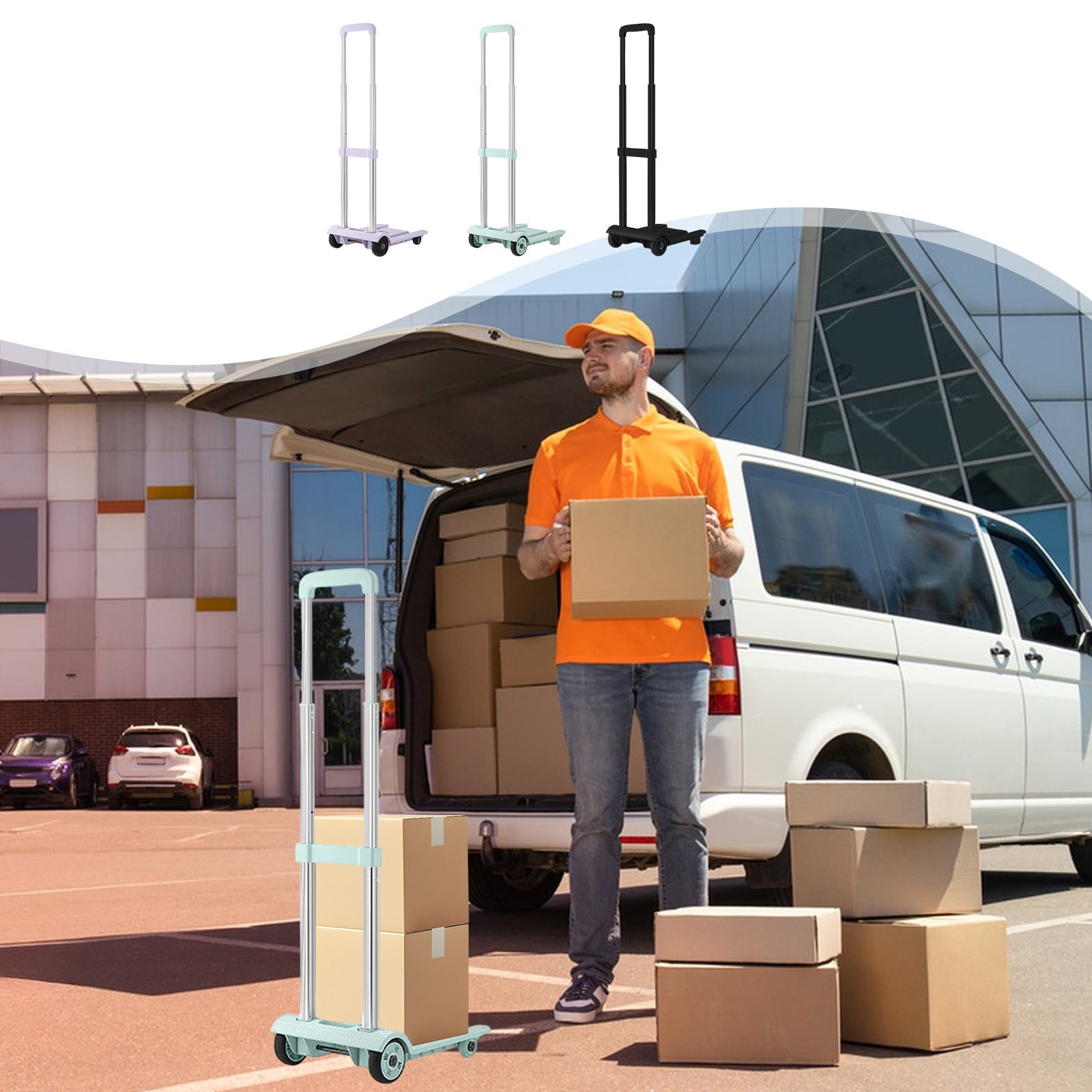 Back on Trend, Portable Folding Trolley Cart, Heavy-duty Durability, 4 ...