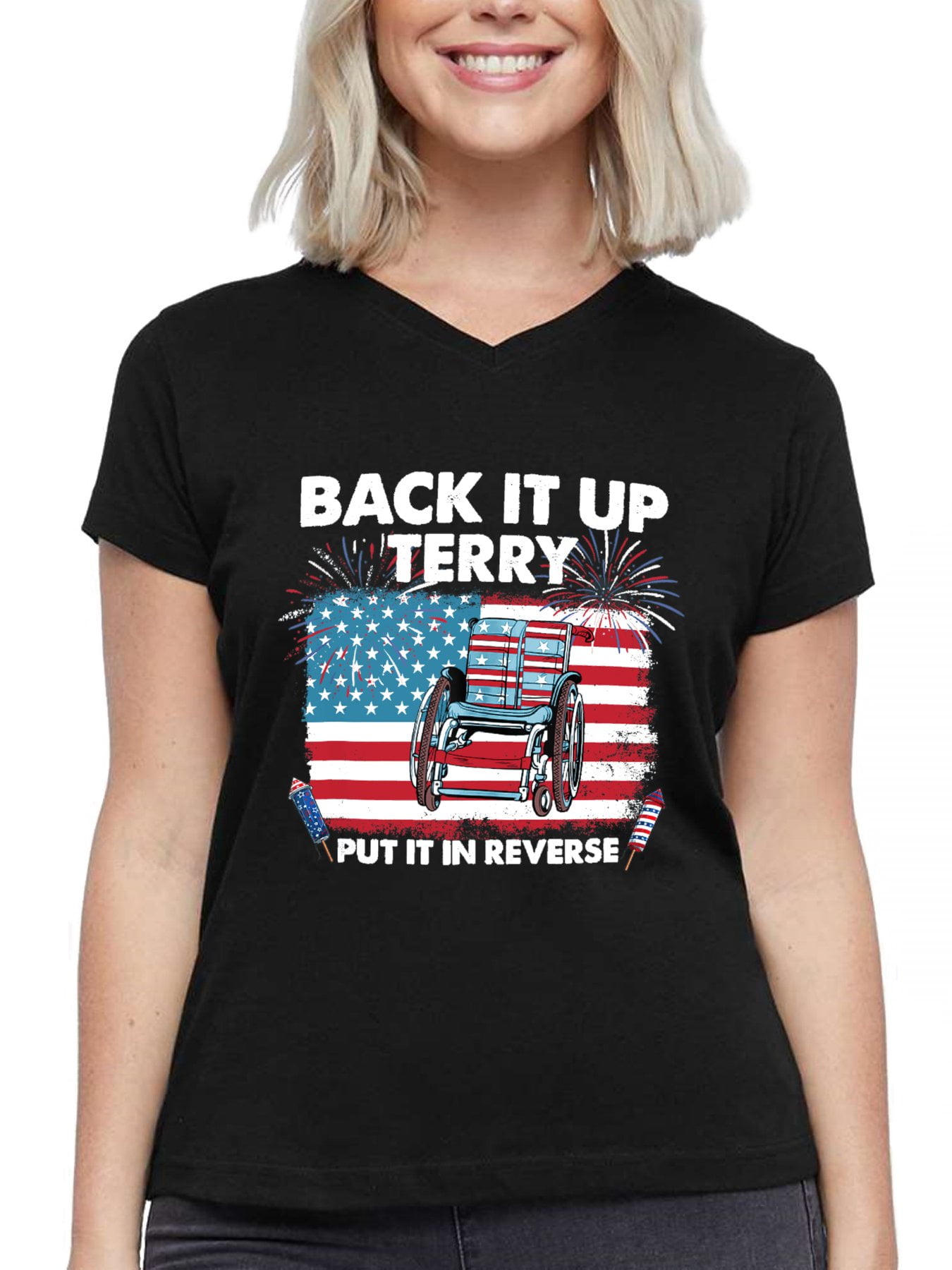 Back Up Terry Put It In Reverse Firework Funny 4th Of July Women's Top ...