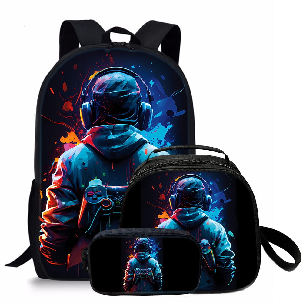 Back View Game Controller Three Piece Set Backpacks Best Gifts 3D ...
