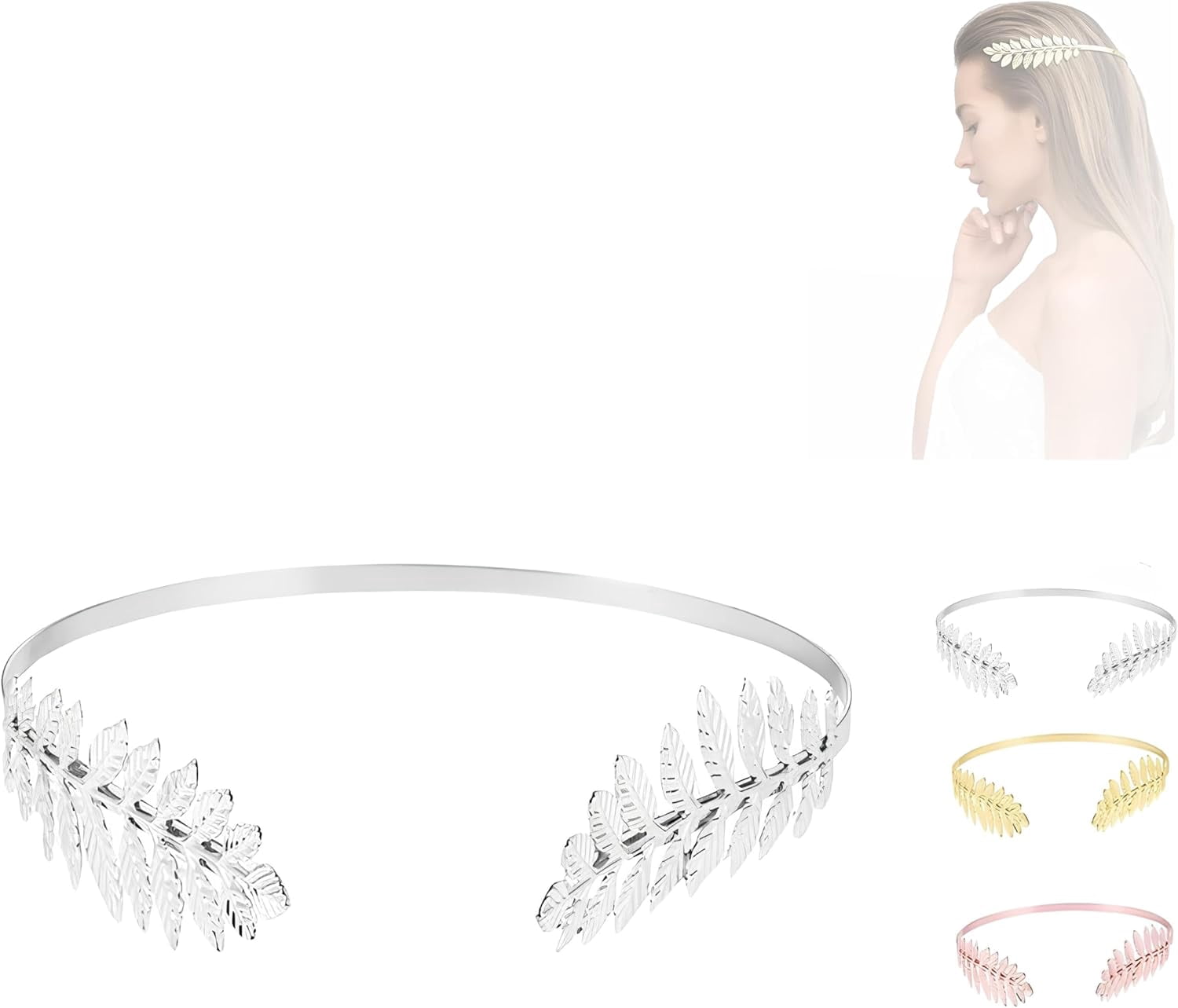 Back-Worn Leaf Metal Headband, Adjustable Gold Leaf Crown Bridal ...