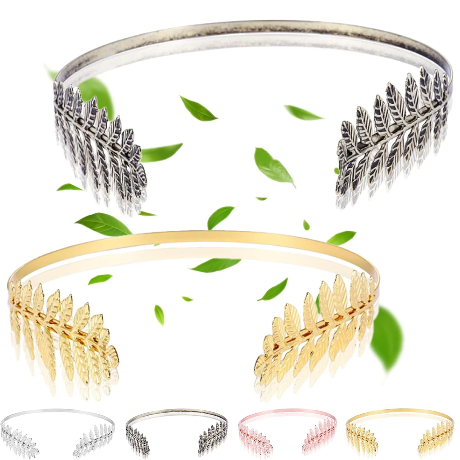 Back-Worn Leaf Metal Headband, Fashion Gold Leaf Back-Worn Goddess ...