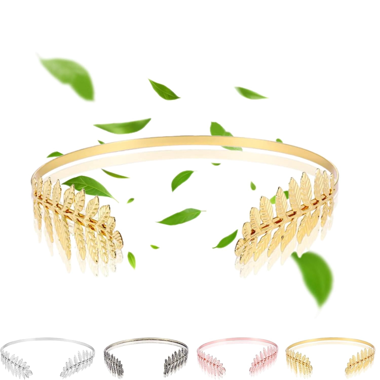 Back-Worn Leaf Metal Headband, Fashion Gold Leaf Back-Worn Goddess ...