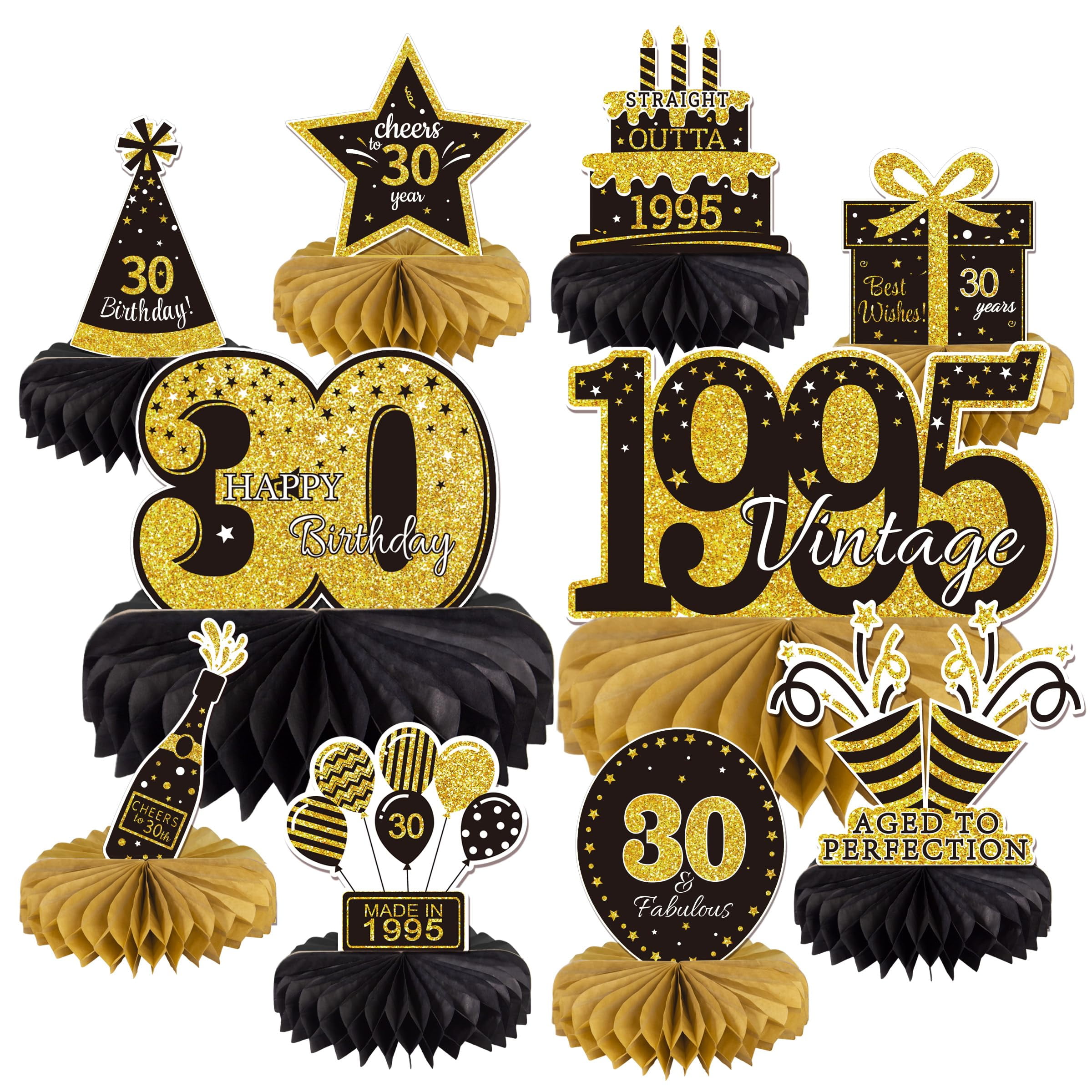 Back in 1995 Theme Birthday Decor 10PCS, 30th Anniversary Honeycomb ...