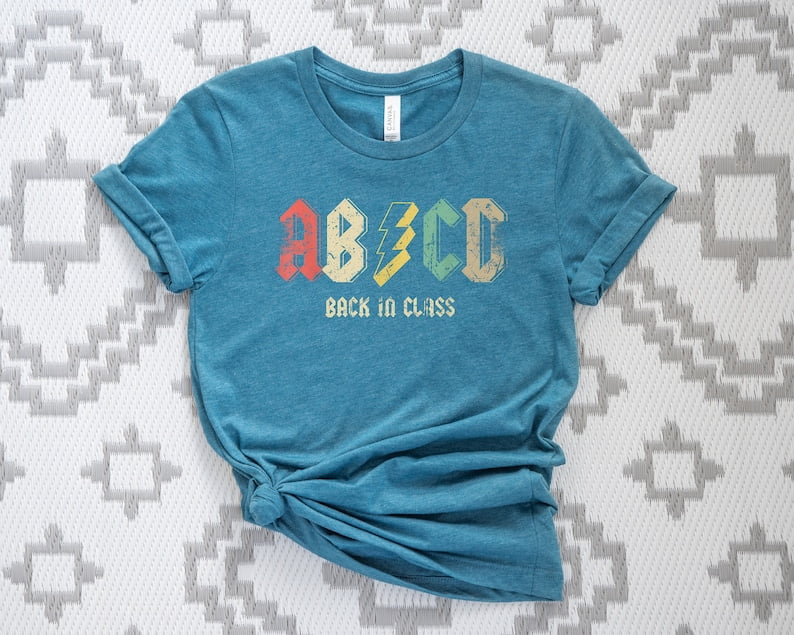 Back in Class ABCD T-Shirt, Retro Rock Band Teacher Shirt, Funny Back ...