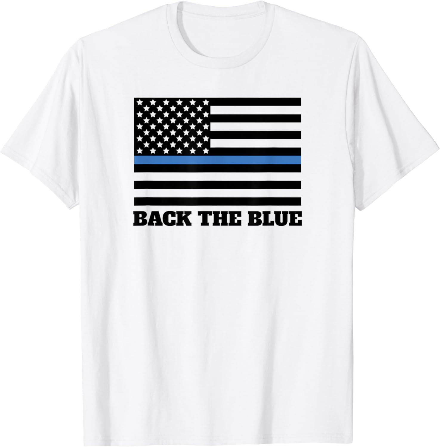 Back the Blue Police Support Thin Blue Line American Flag T-Shirt ...