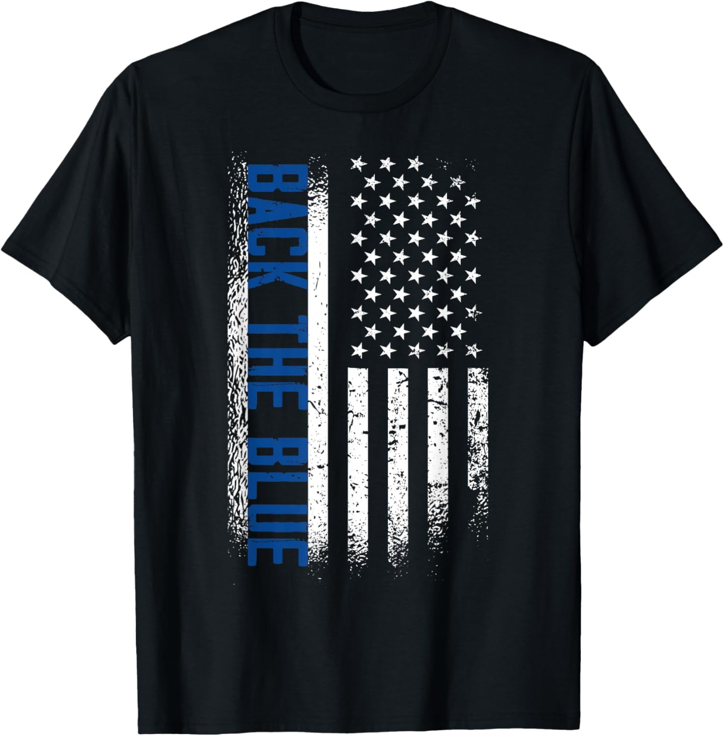 Back the Blue Support the Police Officers Blue Line USA Flag T-Shirt100 ...