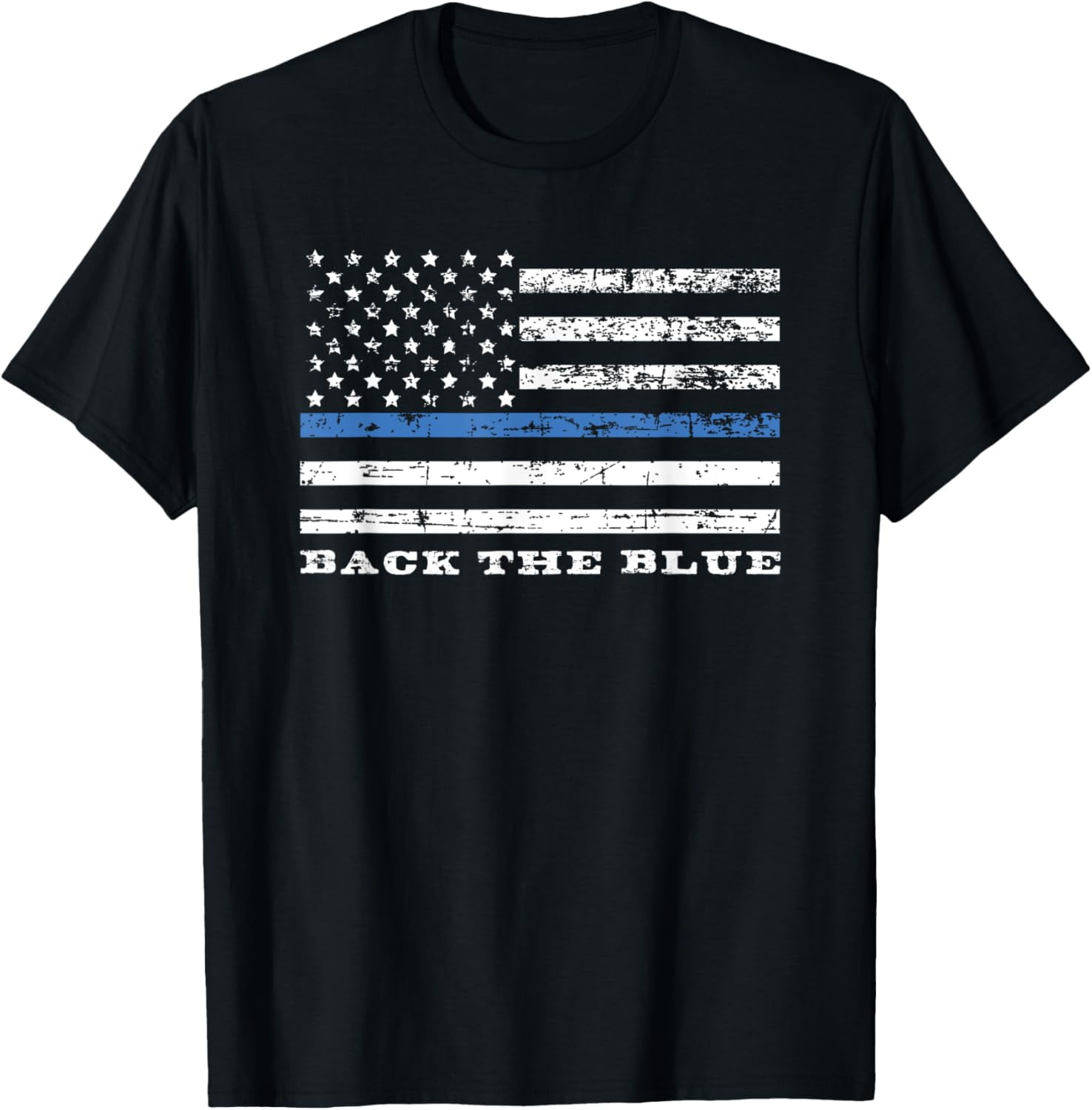 Back the Blue Thin Blue Line American Flag Police Support T-Shirt ...